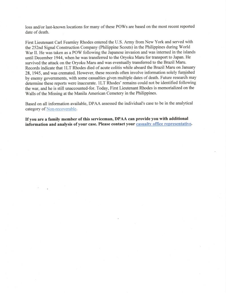 Lt. Carl F Rhodes - Clark Mills, New York